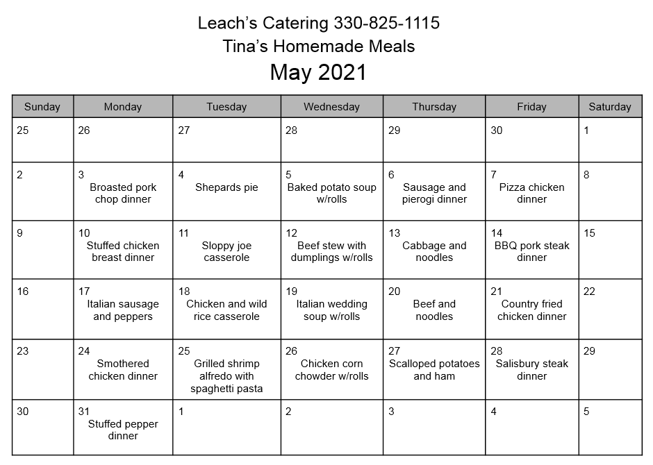 Tina’s Homemade Meals – Leach's Meats and Sweets – Meat, Bakery, and ...